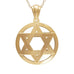 Interlocking Star of David Round Pendant with patterns 14K Gold ...