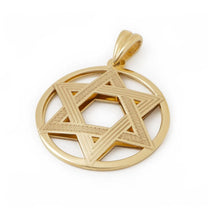 Interlocking Star of David Round Pendant with patterns 14K Gold ...